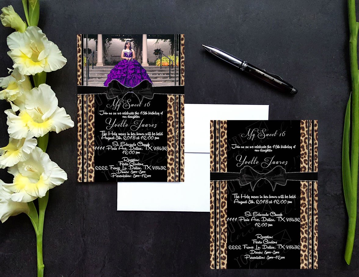 Cheetah Quinceanera Invitations